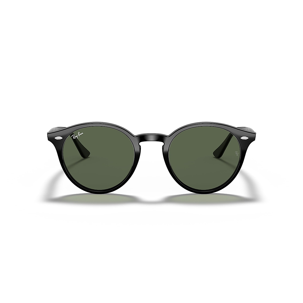 Ray-Ban RB2180 Round Sunglasses, Black/Dark Green, 51 mm