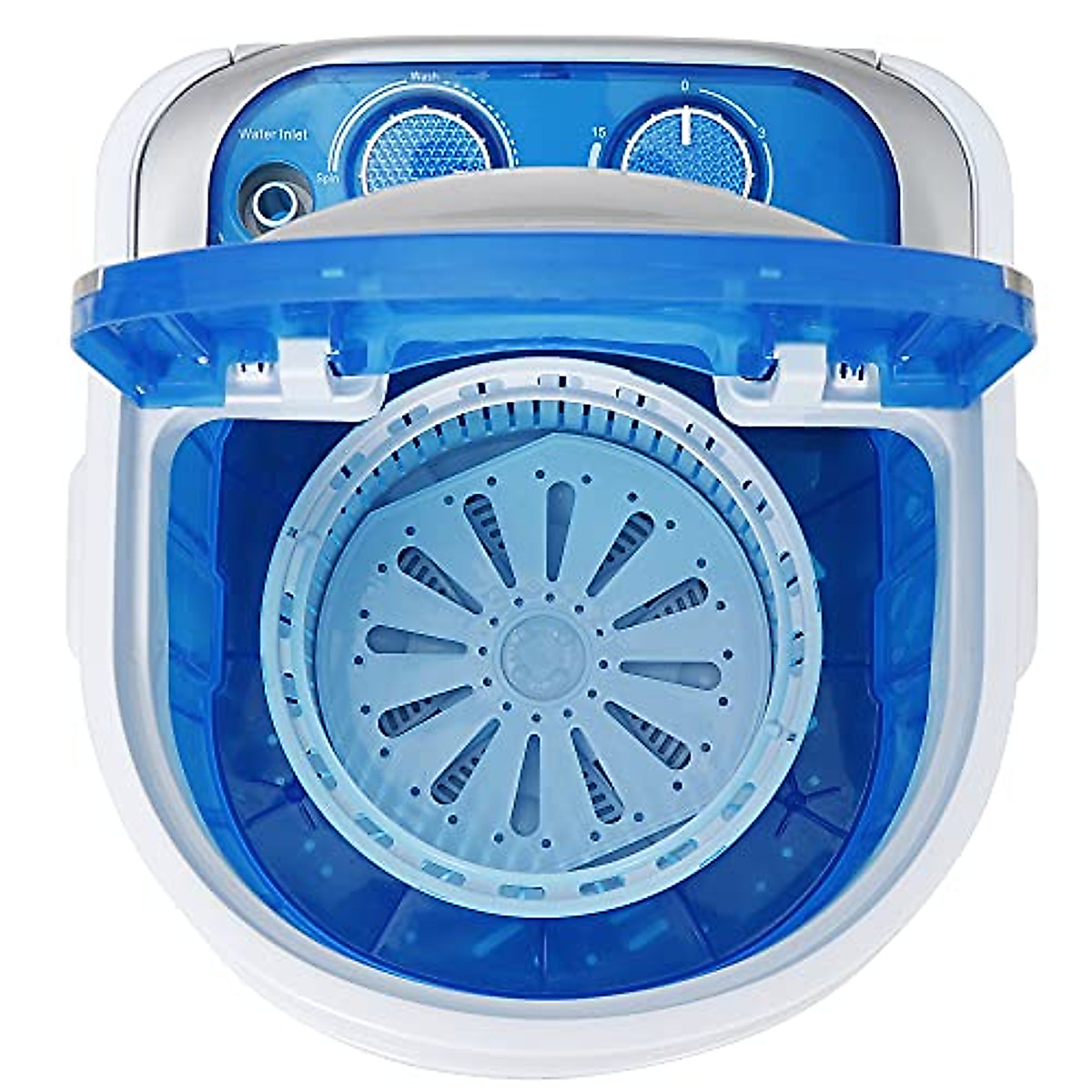 HomGarden 6.6lbs Capacity Mini Washing Machine for Compact Laundry, Portable Single Translucent Tub Washer with Timer Control and Spin Cycle Basket