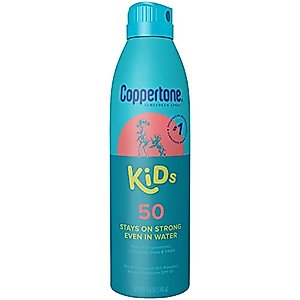 Coppertone Kids Sunscreen Spray, SPF 50 Sunscreen for Kids, Water Resistant Broad Spectrum Sunscreen Spray, 5.5 Oz