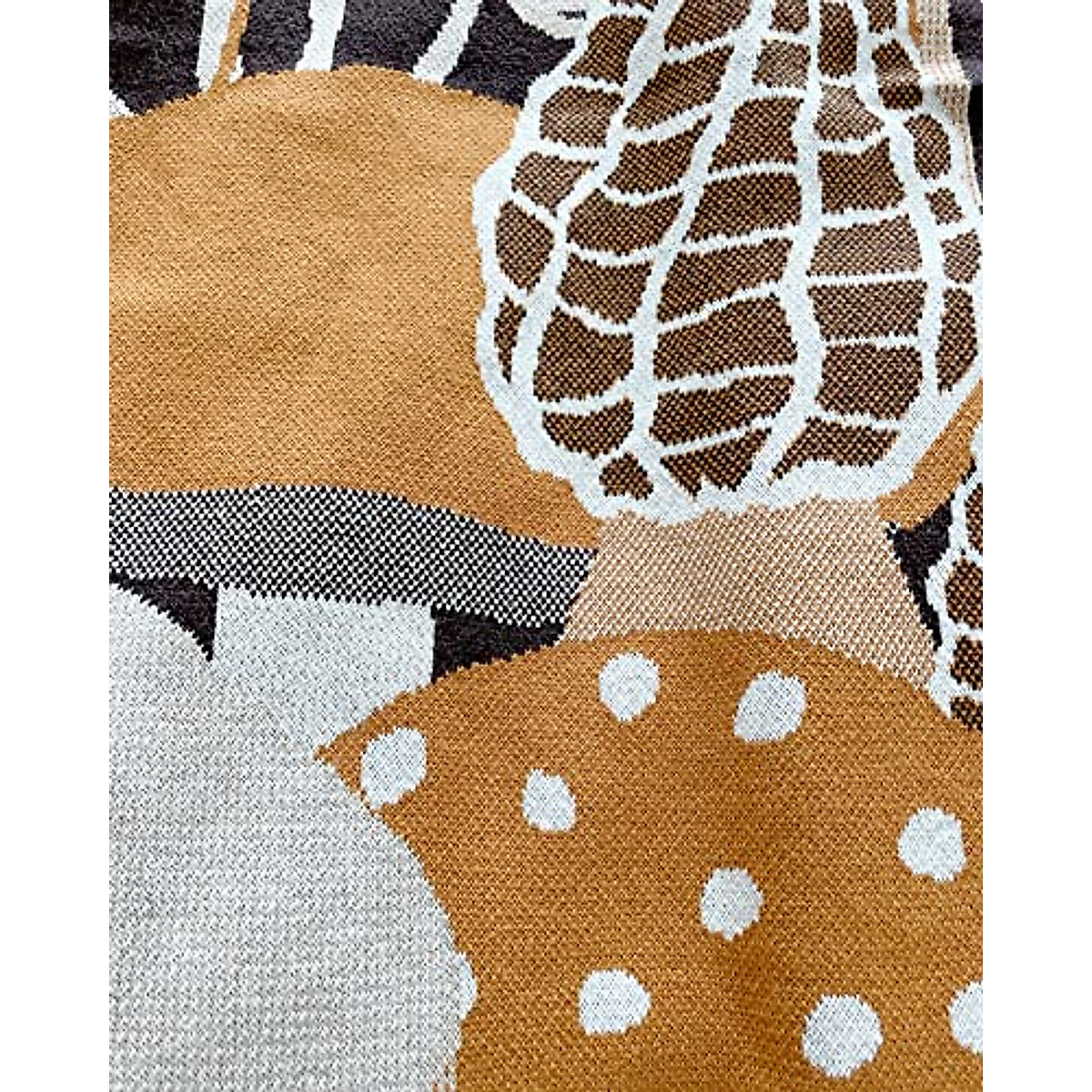 Ultra Soft Warm Lightweight Cotton Blend Knit Mushroom Blanket Mix Mashrooms Botanical Design Flannel Throw for Home Decor Sofa Couch Living Room and Bedroom Plant Lovers Gift