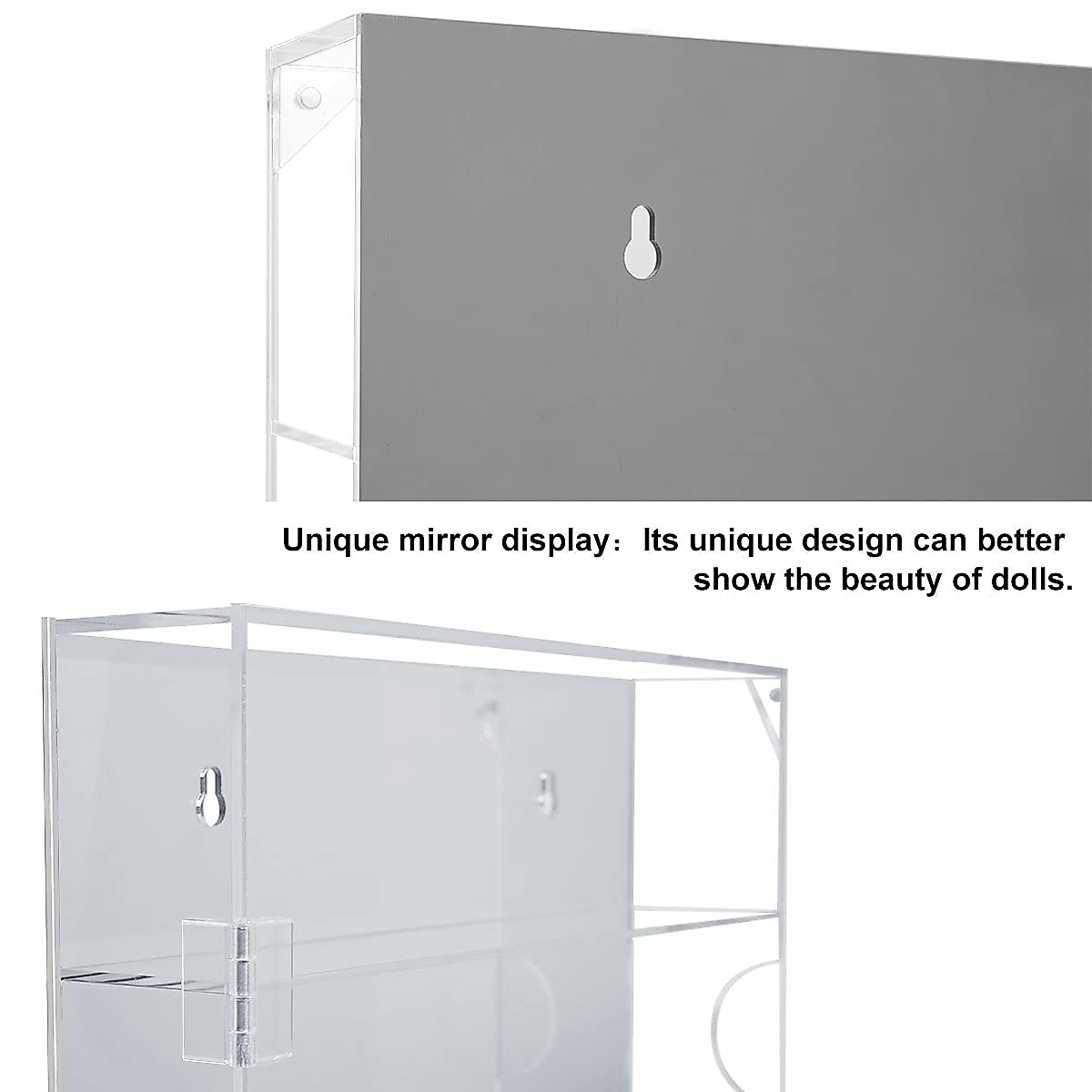 AITEE Acrylic Display Case with Mirrored Back, Display Cabinet for Mini Funko Pop Figures, Dust-Proof Clear Wall Mounted or Desktop 5 Tiers Storage Organizer, for Mini Toys, Rock Stone and Figures