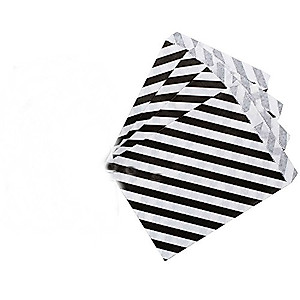 AKOAK 50 Pcs 5 x 7 Inches White and Black Striped Paper Bags,Holiday Wedding Christmas Favor Candy Treat Bags
