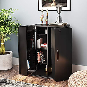 Black Locking Media Storage Cabinet
