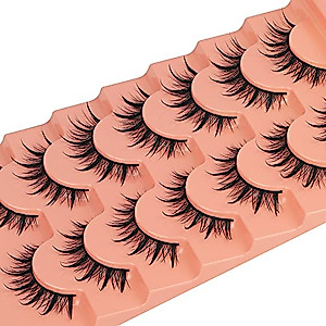 Manga Lashes Natural Look False Eyelashes 3D Spiky Wispy Eyelashes Thai Anime Lashes Asian Volume Fake Eyelashes Cosplay False Lashes 7 Pairs by TOOCHUNAG
