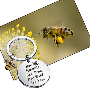 CYTING Bumble Bee Keychain Bee Humble Bee True Bee Wild Bee You Inspirational Keychain Bee Jewelry Motivational Gift (Bee Humble True Wild You)
