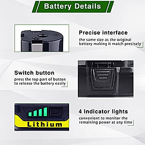 DTK 2Packs 3.0Ah Battery Replacement for Ryobi 18V ONE+ Battery P104 P105 P102 P103 P107 18V Lithium Battery
