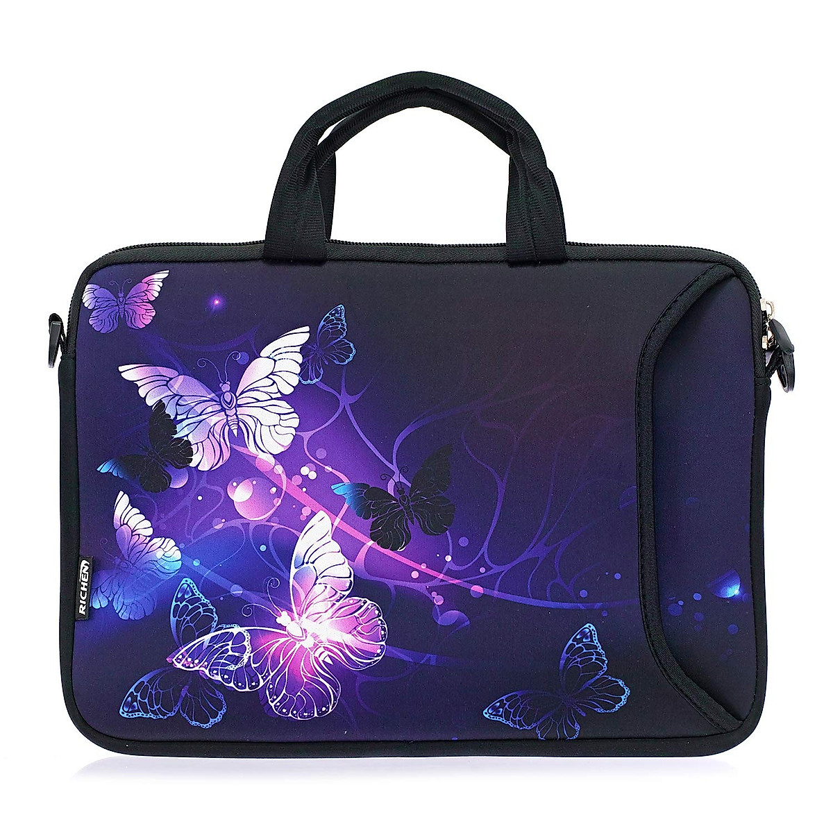 RICHEN 10 inch Messenger Bag Carrying Case with Handle Accessory Pocket Fits 7 to 10-Inch Laptops/Notebook/Kids Tablet (7-10.2 inch, Butterflies)