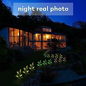 WOSPORTS Solar Lights Outdoor Garden Stake Flower Lights, Multi Color Changing LED Lily Solar Powered Lights for Patio, Lawn, Garden, Yard Decoration (Solar Lights Outdoor 3Pack)