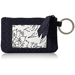 Vera Bradley Women's Microfiber Zip ID Case Wallet, Solid Navy, One Size