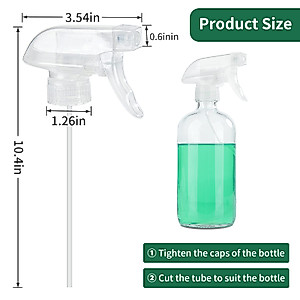 HOMBYS 4 Pack Clear Trigger Sprayers Replacement Spray Nozzles with Mist Stream Sprayer for 8oz/16oz Glass Spray Bottles for Home, Kitchen, Garden and Office,Cleaning Solutions-Quality Sprayer