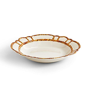 Two's Company Bamboo Touch Serving/Centerpiece Bowl with Bamboo Rim Design
