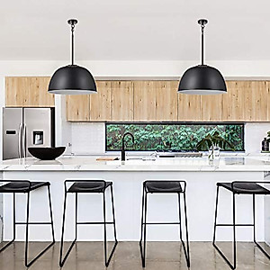 Globe Electric 66006 Warren 1-Light Pendant Light, Matte Black, White Interior, CEC Title 20 LED Bulb Included