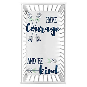 Sweet Jojo Designs Woodland Arrow Boy Fitted Crib Sheet Baby or Toddler Bed Nursery Photo Op - Grey, Navy Blue and Mint