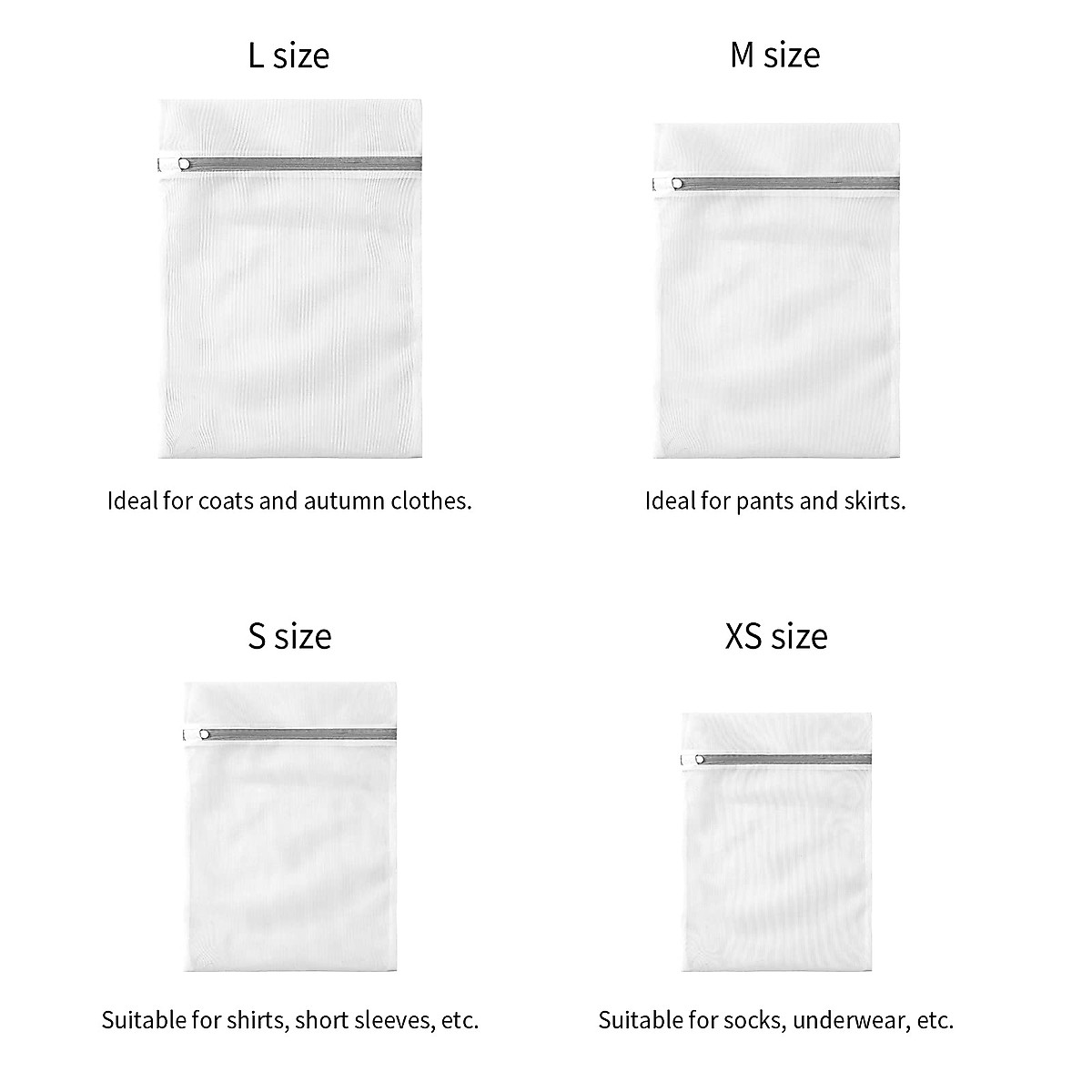 Mesh Laundry Bags for Delicates with Non Rust Zipper(10 Pack)-MDSXO White Delicate Laundry Wash Bags, Easy Fit Bra, Sock,Lingerie,Sneaker,Baby Laundry for Washing Machine Travel Storage[1XL/3L/3M/3S]