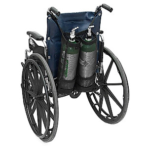 Dual Oxygen Tank Holder for Wheelchair,Double Oxygen Tank Bag,Oxygen Tank Carrier for D & E Cylinders Oxygen Storage Bag with Mesh Storage Pocket,Suitable for Medical, Personal Use,Family and Hospital