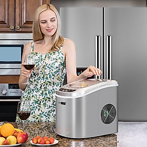 VIVOHOME Electric Portable Compact Countertop Automatic Ice Cube Maker Machine with Hand Scoop and Self Cleaning Function 26lbs/Day Silver