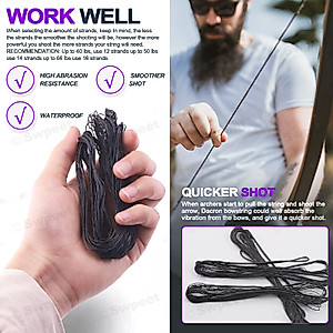 Swpeet 174 Inch 3 Styles 12,14,16 Strands Bow String Replacement Kit, 58 Inch Dacron Bow String Replacement Recurve Bow Accessorie Traditional Bow String Dacron Bow String Replacement Bowstring