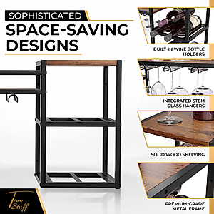 Wine Bottle and Glass Holder - Wine Rack Wall Mounted - Table Top Wine Glass Rack - Hanging Wall Mount Wine Rack Shelf - Wine Bottle Holder Stand Countertop - Small Wall Wine Racks for Wine Bottles