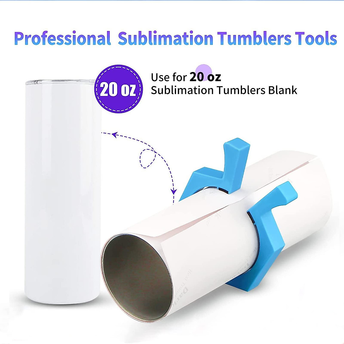2 Pack Sublimation Tumblers Pinch Tool, Tool for 20 Oz Sublimation Blanks Tumbler Skinny Straight, Pinch Tumbler Perfect Clamp Grip Tool, Supplies for Sublimation Paper and Tumblers (Pink,Blue)