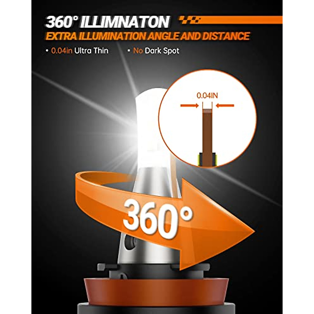 SEALIGHT L2 H11/H8/H9/H16 LED Headlight Bulbs, 24000LM 100W 800% Brightness Night Driving Vision, H9 H8 LED Low Beam with Cooling Fan, Plug-N-Play Halogen Replacement, Pack of 2