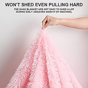 BENRON Light Pink Throw Blankets, Soft Shaggy Fuzzy Sherpa Blankets, Cute Baby Pink Blanket Throw, Cozy Fluffy Faux Fur Blankets for Bed Couch Sofa Washable, 50"x60"