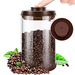 Coffee canister,Airtight Storage Coffee Beans Container,Large Glass Jar with One Way Co2-Release Valve,Fresh food container for Beans,Ground coffee,Sugar,Flour,Cookie,Nuts