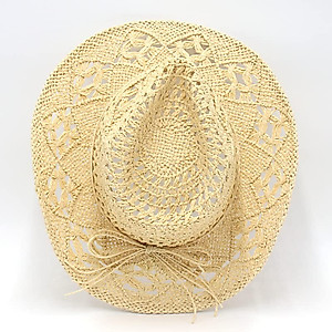 Straw Cowboy Hat Cowgirl Straw Hats Shapeable Wide Brim Staw Beach Sun Hat Brown