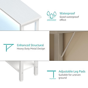 Lufeiya White L Shaped Gaming Desk with Fabric Drawers and Storage Shelves, 47 inch Home Office Desk with Monitor Stand, Computer Desk with LED Lights and Power Outlets, White