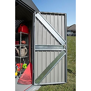 Arrow Shed Elite 12' x 16' Outdoor Lockable Gable Roof Steel Storage Shed Building, Anthracite