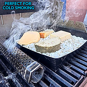 Kona Vegetable Grill Basket - 12" X 12" Non Stick Mesh for BBQ, Pellet Grills, Smokers - Great for Fish, Veggies, Kabobs, Fruit, Nuts, Smoking Cheese