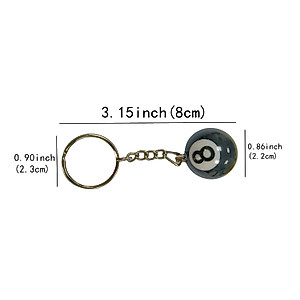 MauSong 8 Ball Keychain Creative Key Chain Diameter 0.98 In Pendant Decorative Small Pendant Creative Key Chain