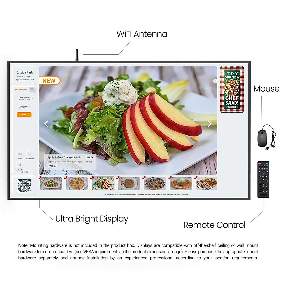 32" Sun-Readable Window-Facing Display, Ultra-Bright 3000 nits LCD, Non-Touch, Indoor Use, Android OS, WiFi, Plug & Play, Digital Signage Software Ready, Online Content Management