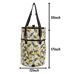 Yuar butee Double-Layer,Yarn Storage Bag,Knitting Tote Bag,with 6 Grommets,Drawstring Closure,Easy to Carry Knitting Needles,Crochet Hooks and Accessories Yellow