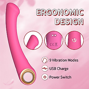 Clitoral G Spot Vibrator Sex Toy for Women,Personal Wand Massager with 9 Vibrating Modes,Waterproof Bullet Finger Anal Training Vibrators for Couple,Soft Silicone Dildo Adult Sex Toys&Game (Pink)