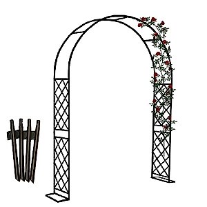 Metal Garden Arbor Climbing Plants Steel Arch 79" 87" 102" 55" 71" W Outdoor Rose Trellis Archway Party Decoration Square Tube (Color : Black, Size : 87" W x 98" H)