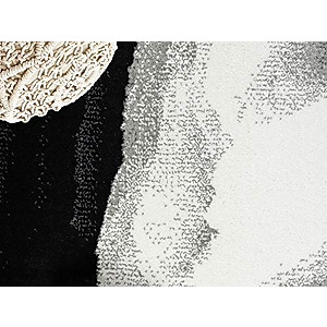 Abani Rugs Modern 7'9" x 10'2" Black & White Floral Swirl Area Rug - Contemporary Geometric 3D Rug, Arto Collection