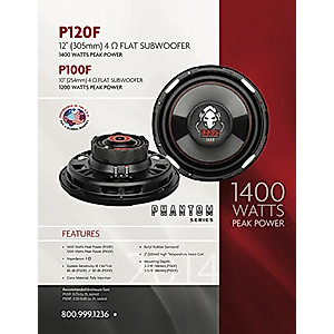 BOSS Audio Systems P120F 1400 Watt, 12 Inch , Single 4 Ohm Voice Coil, Shallow Mount Car Subwoofer