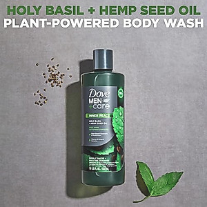 Dove Men+Care Body Wash Holy Basil + Hemp Seed Oil 4 Count to Rebuild Skin in the Shower with Plant-Based Cleansers and Moisturizers 18 oz