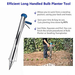 Ymachray Long Handled Bulb Planter Tools and Vegetable Seedling Tool Manual Plant Transplanter Bulb Planter