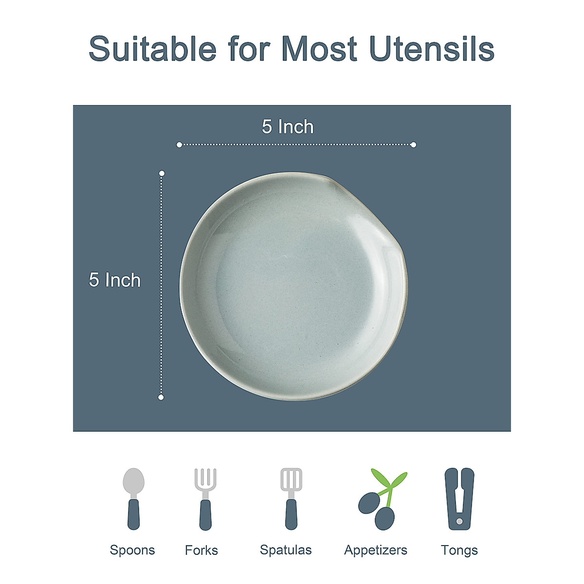 Miamolo Ceramic Spoon Rest for Kitchen Counter, Kitchen Spoon Holder for Stove Top, Cooking Utensil Rest with Drip Tray for Ladles Tongs Spatula, Dishwasher Safe, Light Gray