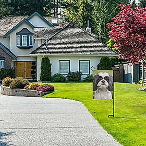 Hokkien Beautiful Shih Tzu Dog Garden Flag Double Sided 12 x 18 Inch, Yard Flags, Decorative Small Garden Flags, Outdoor Lawn and Garden Décor