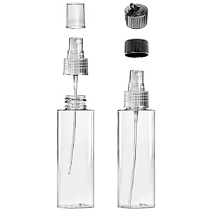 VViViD Empty Clear Plastic BPA-Free 4 Ounce Spray Bottles w/Twist Cap, Mist Spray Cap & Flip Spout Cap (2 pack)