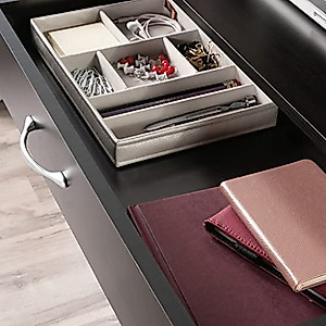 Sauder Beginnings Transitional Desk with Hutch, Cinnamon Cherry finish