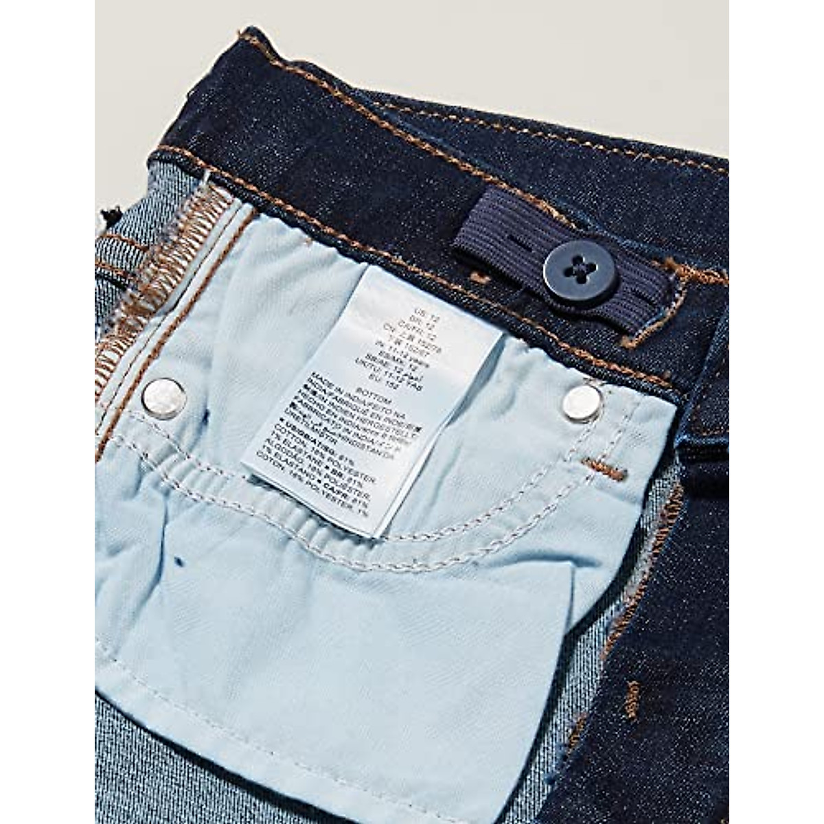 Amazon Essentials Outdoor Girls' Skinny Fit Stretch Jeans, Dark Wash, Size: 14 Slim