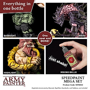 The Army Painter Speedpaint Mega Set - 24 x 18ml Speed Model Paint Kit Pre Loaded with Mixing Balls and 1 Brush Model Paint Set for Plastic Models with Free Bonus Item