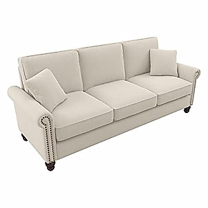 BOWERY HILL 85W Upholstered Sofa in Cream Herringbone Fabric