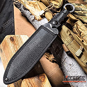 Tactical Knife Hunting Knife Survival Knife 12 Inch Full Tang Fixed Blade Knife Razor Sharp Edge Camping Accessories Camping Gear Survival Kit Survival Gear Tactical Gear 77947 (Black)