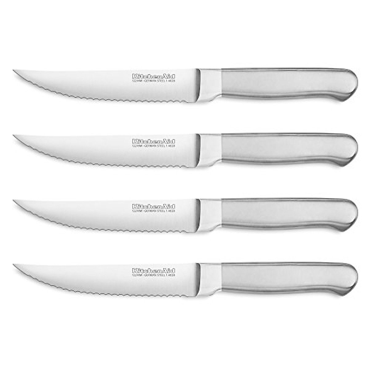 KitchenAid KKFSS4ST Classic Forged Series Brushed Steak Knife Set (Set of 4), Stainless Steel, 4.5"