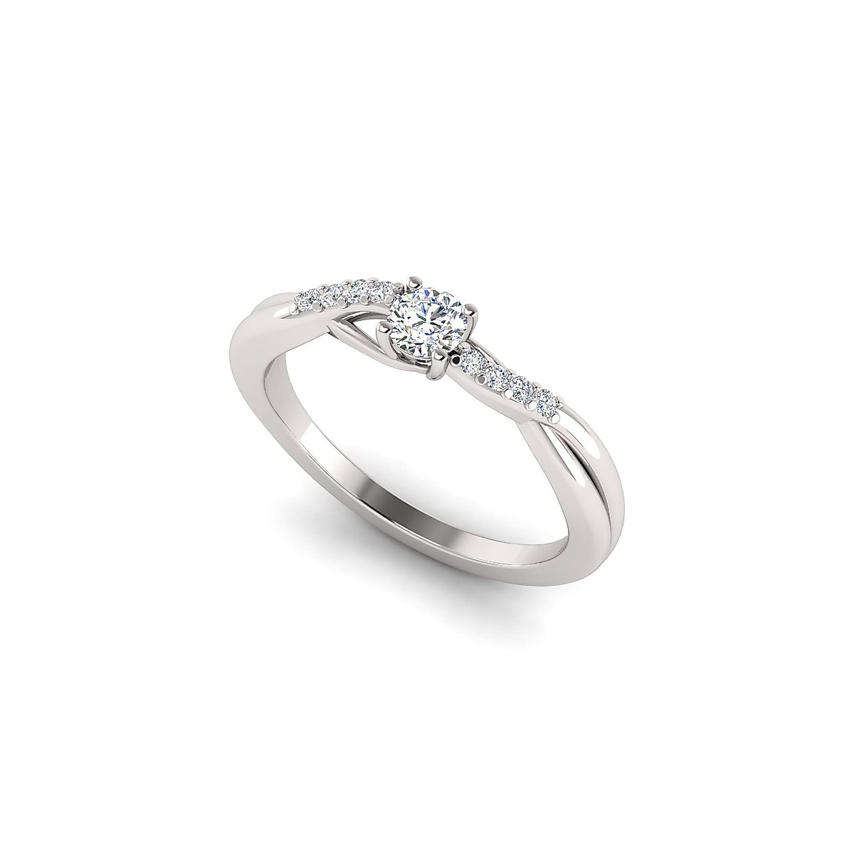 1/2 Carat TW Women's Moissanite and Natural Diamonds Engagement Ring in 10k White Gold, Size 10