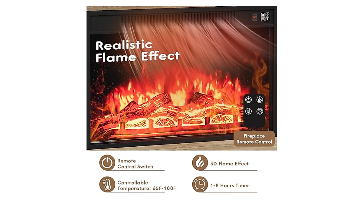 Shop YESHOMY Electric Fireplace TV Stand for 65+ TVs